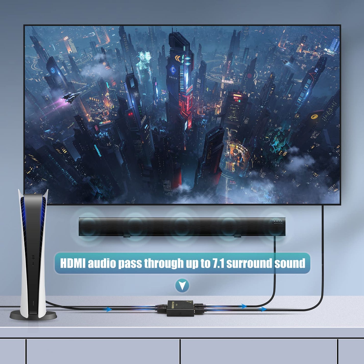 Premium 4K HDMI Splitter - HDCP 2.2/2.3 Bypass -PS5/PS4/PS3 Compatible ...